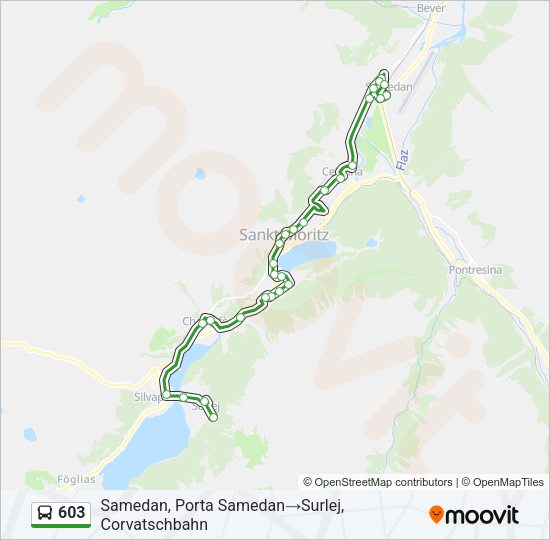 603 Itinéraire: Horaires, Arrêts & Plan - Samedan, Porta Samedan‎→ ...