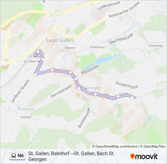 n6 Route: Fahrpläne, Haltestellen & Karten - St. Gallen, Bahnhof‎→St ...