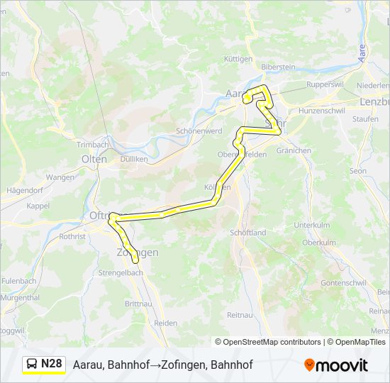 n28 Route: Schedules, Stops & Maps - Aarau, Bahnhof‎→Zofingen, Bahnhof ...
