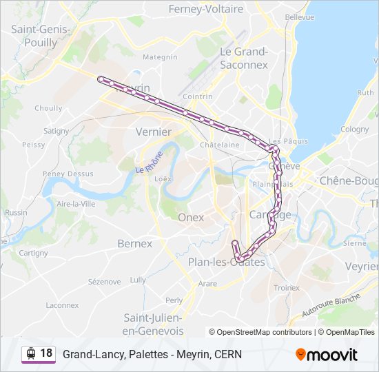 18 Route: Schedules, Stops & Maps - Grand-Lancy, Palettes‎→Meyrin, Cern ...