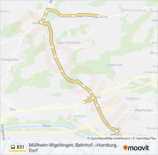 831 Route: Schedules, Stops & Maps - Müllheim-Wigoltingen, Bahnhof‎→ ...