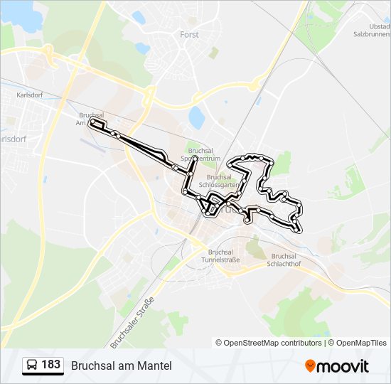 183 Route: Fahrpläne, Haltestellen & Karten - Bruchsal am Mantel ...