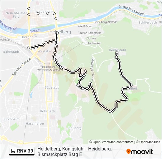rnv 39 Route: Schedules, Stops & Maps - Heidelberg, Königstuhl (Updated)