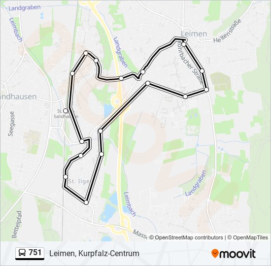 751 Route: Schedules, Stops & Maps - Leimen, Kurpfalz-Centrum (Updated)