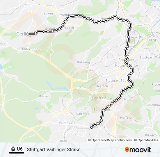 u6 Route: Schedules, Stops & Maps - Stuttgart Vaihinger Straße (Updated)