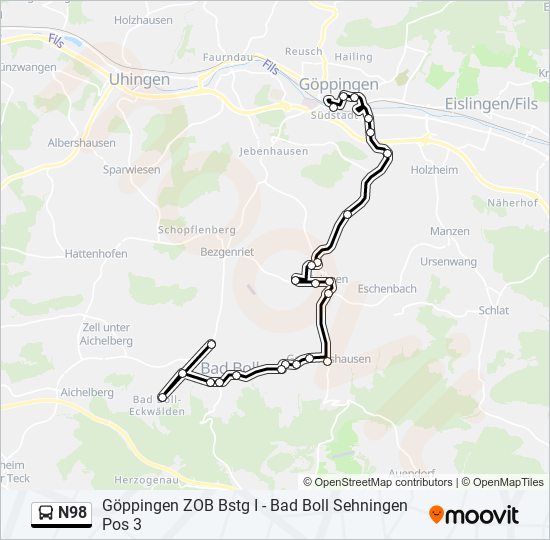 n98 Route: Schedules, Stops & Maps - Bad Boll Sehningen (Updated)
