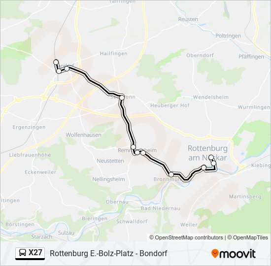 x27 Route: Fahrpläne, Haltestellen & Karten - Rottenburg E.-Bolz-Platz ...