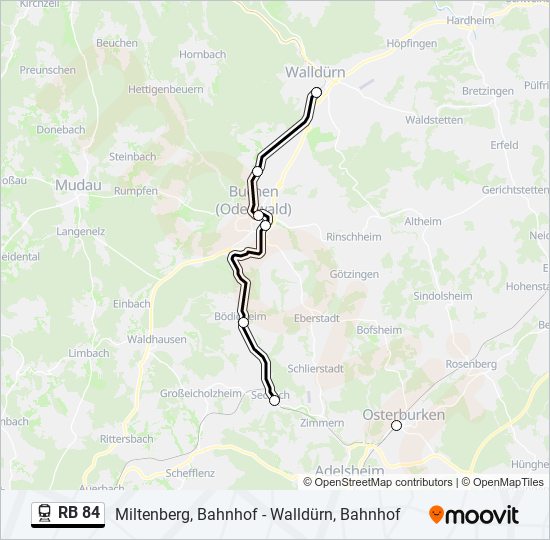 rb 84 Route: Fahrpläne, Haltestellen & Karten - Walldürn, Bahnhof ...