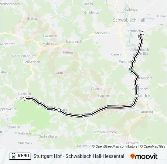 RE90 Route: Schedules, Stops & Maps - Sulzbach(Murr) (Updated)