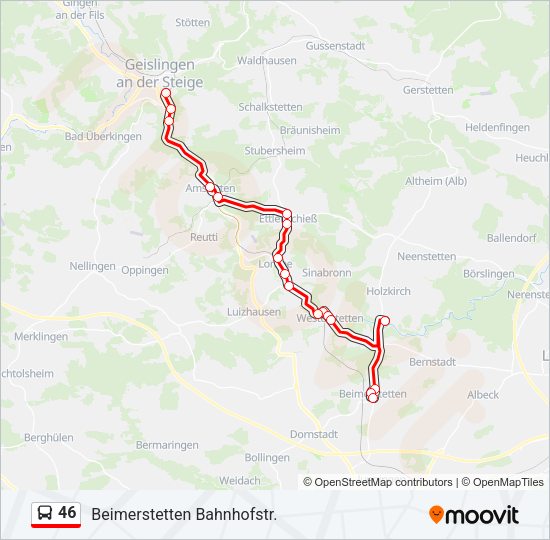 46 Route: Fahrpläne, Haltestellen & Karten - Beimerstetten Bahnhofstr ...