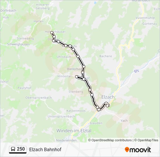 250 Route: Schedules, Stops & Maps - Elzach Bahnhof (Updated)