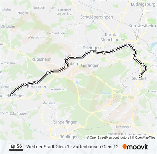 s6 Route: Schedules, Stops & Maps - Stuttgart Hauptbahnhof (Oben) (Updated)