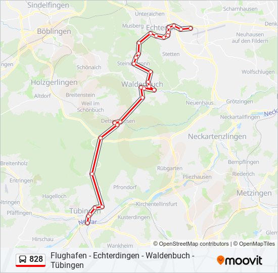 828 Route: Fahrpläne, Haltestellen & Karten - Echterdingen Flughafen ...
