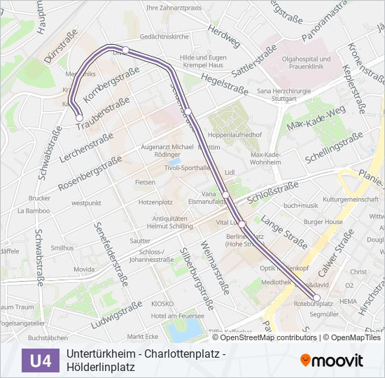 u4 Route: Fahrpläne, Haltestellen & Karten - Rotebühlplatz (Aktualisiert)