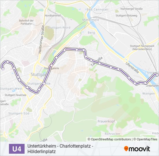 u4 Route: Fahrpläne, Haltestellen & Karten - Untertürkheim Bf ...