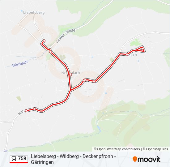 759 Route: Fahrpläne, Haltestellen & Karten - Liebelsberg Teinacher Str ...