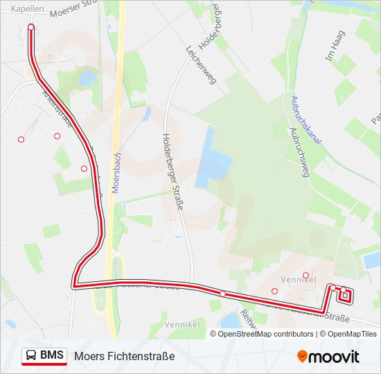 bms Route: Fahrpläne, Haltestellen & Karten - Moers Fichtenstraße ...