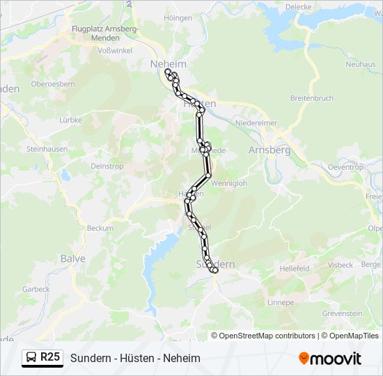 r25 Route: Schedules, Stops & Maps - Sundern, Rathaus (Updated)