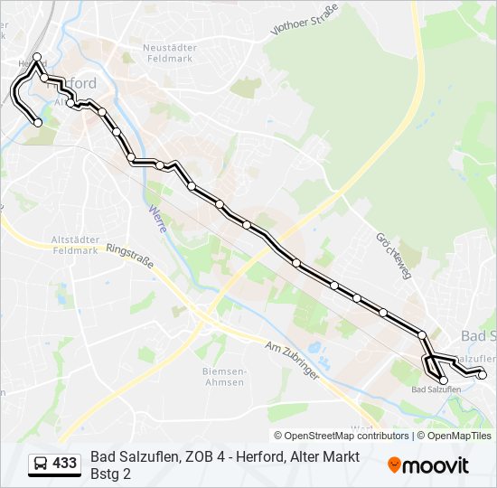 433 Route: Schedules, Stops & Maps - Herford, Schulzentrum Aawiesen ...