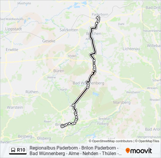 r10 Route: Schedules, Stops & Maps - Brilon-Stadt, Bahnhof Bstg A (Updated)