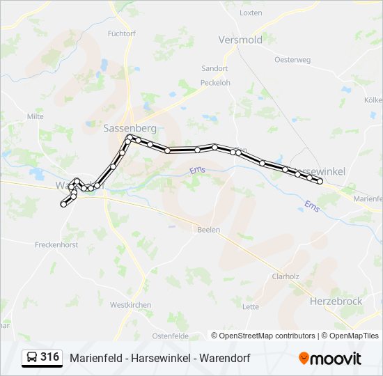 316 Route: Schedules, Stops & Maps - Harsewinkel, Zentrum (Updated)
