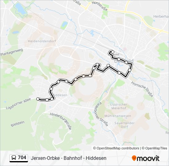 704 Route: Schedules, Stops & Maps - Detmold, Bahnhof Steig 4 (Updated)