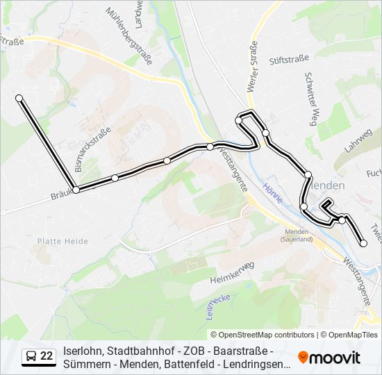 22 Route: Schedules, Stops & Maps - Menden, Industr. Holzener Str ...