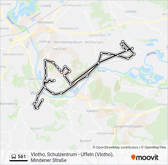 561 Route: Schedules, Stops & Maps - Uffeln (Vlotho), Mindener Straße ...