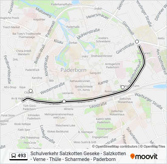 493 Route: Schedules, Stops & Maps - Paderborn, Westerntor Steig D ...