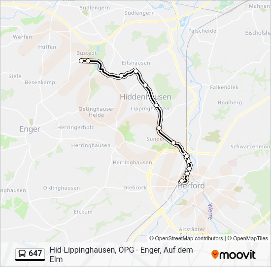 647 Route: Schedules, Stops & Maps - Hiddenhausen, Boschstraße (Updated)