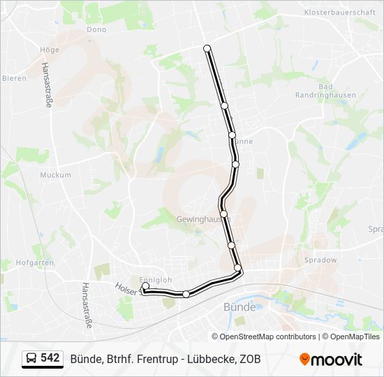 542 Route: Schedules, Stops & Maps - Bünde Schulzentrum Nord (Updated)