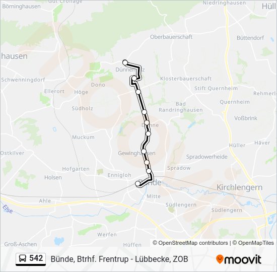 542 Route: Schedules, Stops & Maps - Bünde Bahnhof / Zob (Updated)