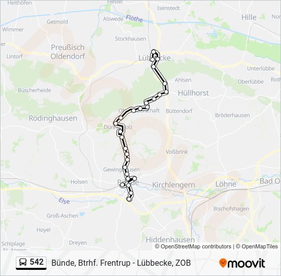 542 Route: Schedules, Stops & Maps - Lübbecke Zob Üb. Lk Schulzentrum ...