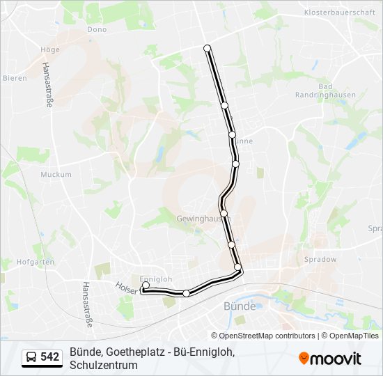 542 Route: Schedules, Stops & Maps - Bünde Schulzentrum Nord (Updated)