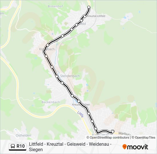 R10 Route: Schedules, Stops & Maps - Kreuztal Ernsdorf Busbahnhof (Updated)