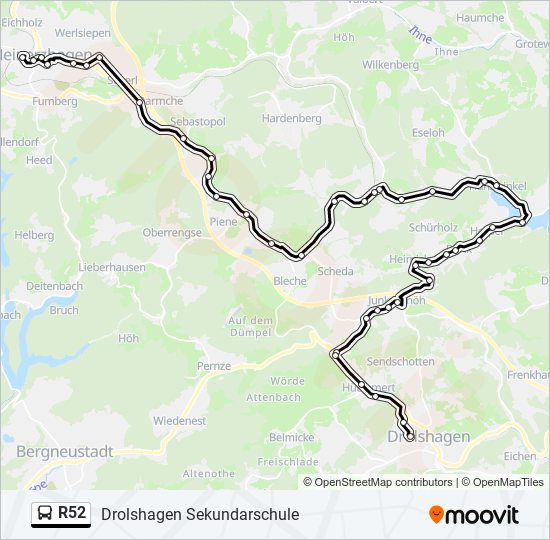 r52 Route: Schedules, Stops & Maps - Drolshagen Sekundarschule (Updated)