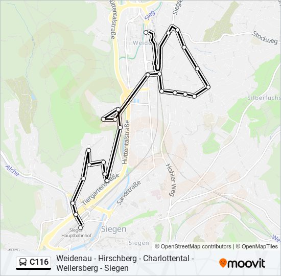 c116 Route: Schedules, Stops & Maps - Weidenau Zob Bstg 4b (Updated)