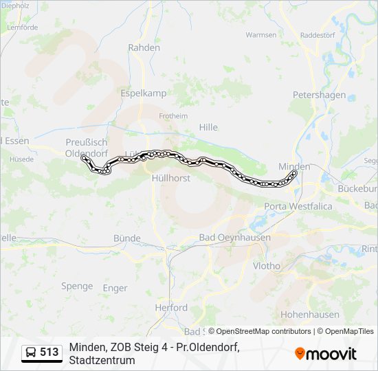 513 Route: Schedules, Stops & Maps - Minden, Zob Steig 4 (Updated)