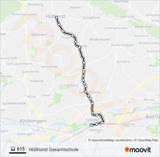 615 Route: Schedules, Stops & Maps - Hüllhorst Gesamtschule (Updated)