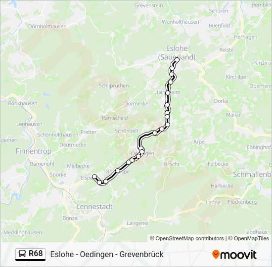 R68 Route: Schedules, Stops & Maps - Elspe Markt (Görg) (Updated)
