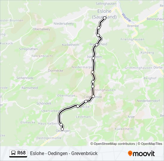r68 Route: Schedules, Stops & Maps - Oedingen Mitte (Updated)