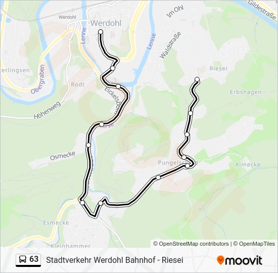 63 Route: Schedules, Stops & Maps - Werdohl, Kirche Ri. Bahnhof (Updated)