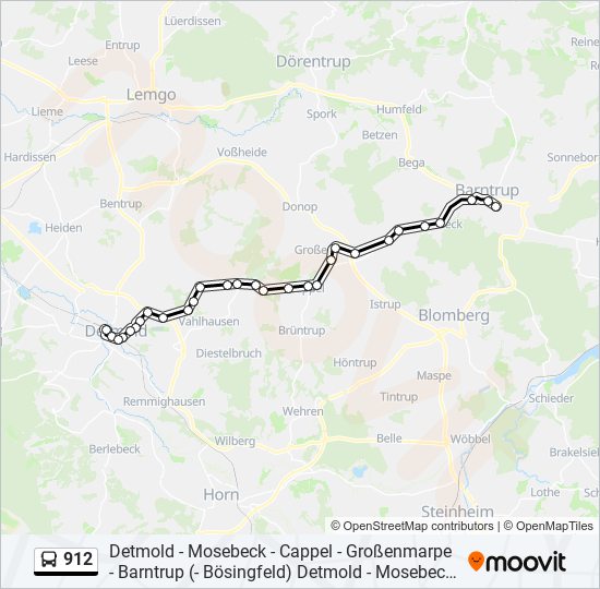 912 Route: Schedules, Stops & Maps - Barntrup, Schulzentrum (Updated)