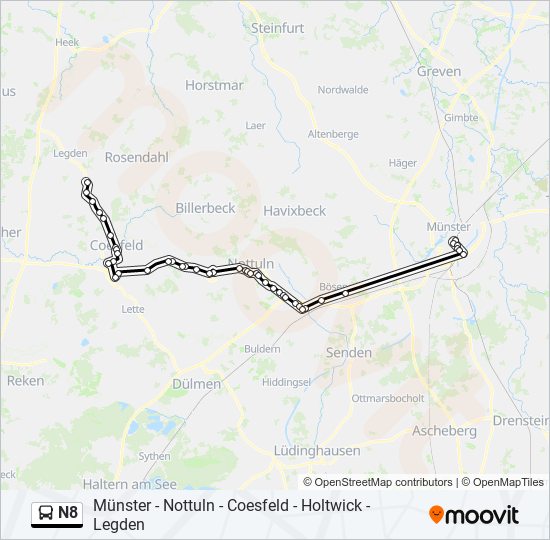 n8 Route: Schedules, Stops & Maps - Holtwick, Münstermann (Updated)