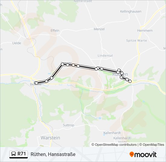 R71 Route: Schedules, Stops & Maps - Rüthen, Hansastraße (Updated)