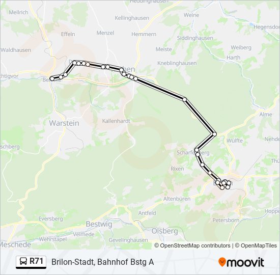 r71 Route: Schedules, Stops & Maps - Brilon-Stadt, Bahnhof Bstg A (Updated)