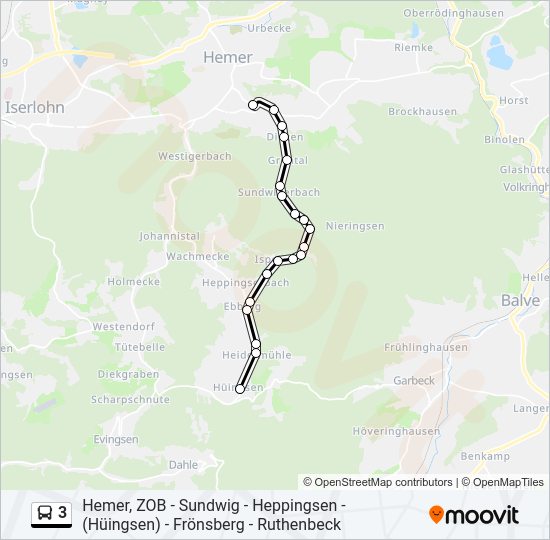 3 Route: Schedules, Stops & Maps - Hemer, Sundwig Meise (Updated)