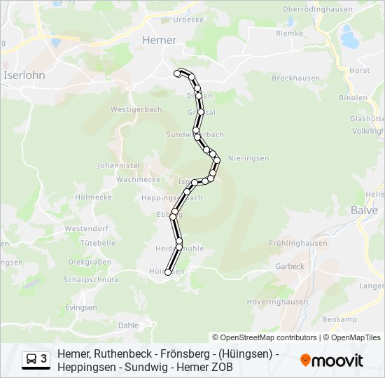 3 Route: Schedules, Stops & Maps - Hemer, Sundwig Meise (Updated)