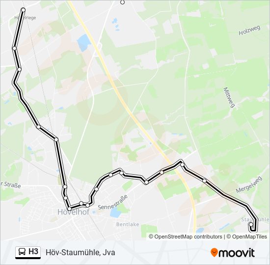 h3 Route: Schedules, Stops & Maps - Höv-Staumühle, Jva (Updated)