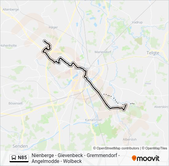 N85 Route: Schedules, Stops & Maps - Münster Hannaschweg (Updated)